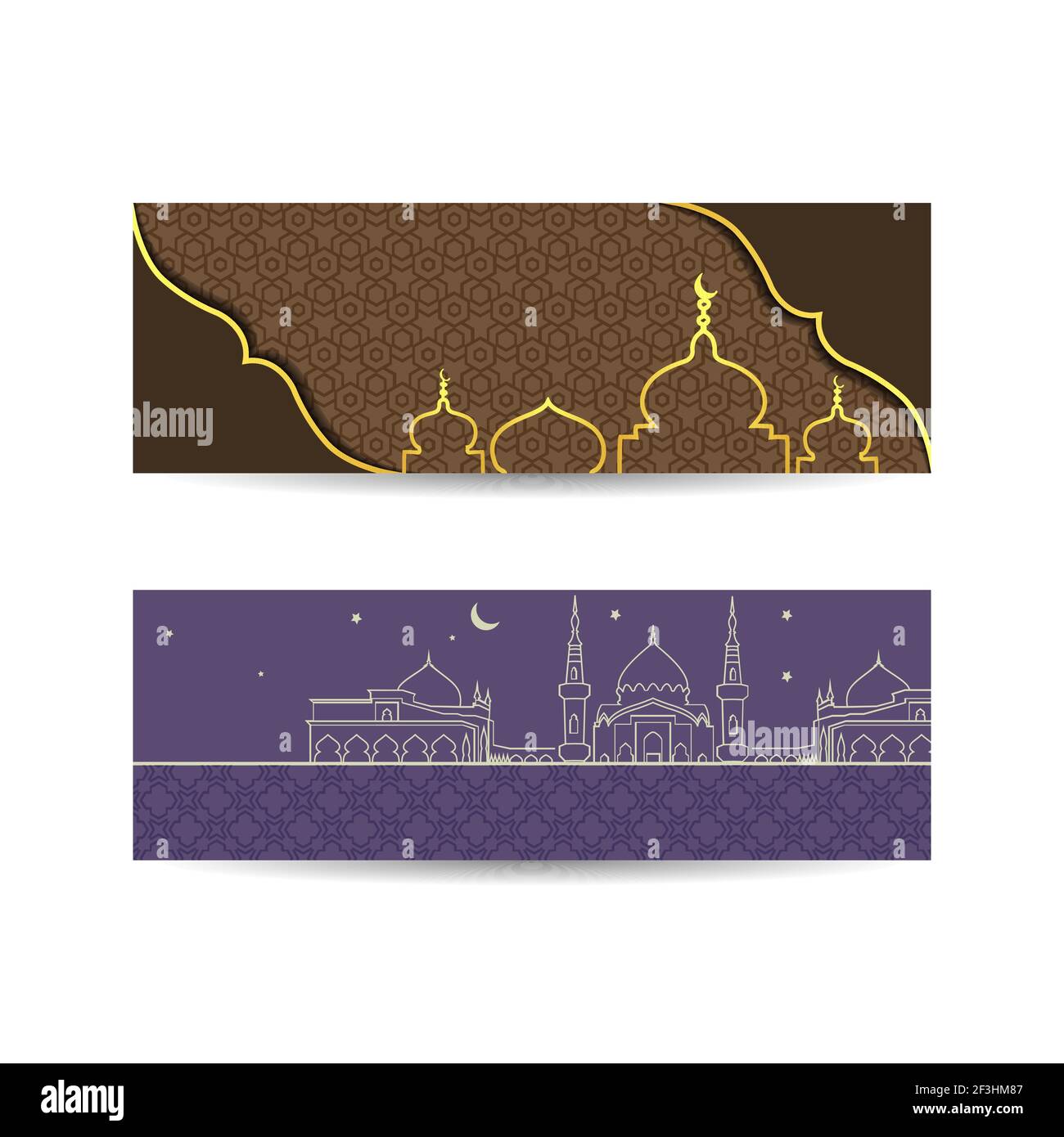 Eid Mubarak font design means happy ramadan with flat style mosque at ...