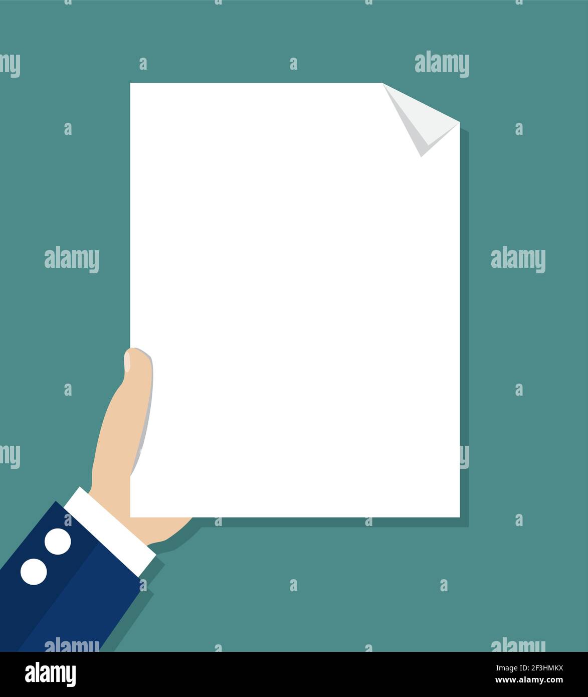 Cartoon Businessman Hand Holding Empty Blank Paper Stock Vector Image