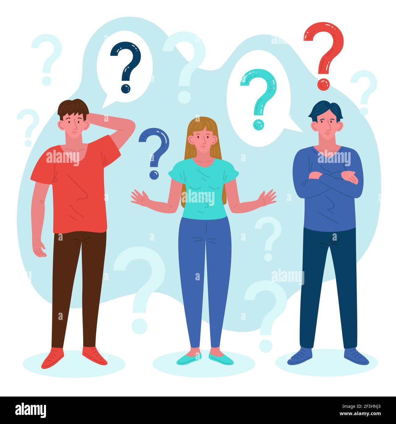 Hand drawn illustration people asking questions Vector illustration ...