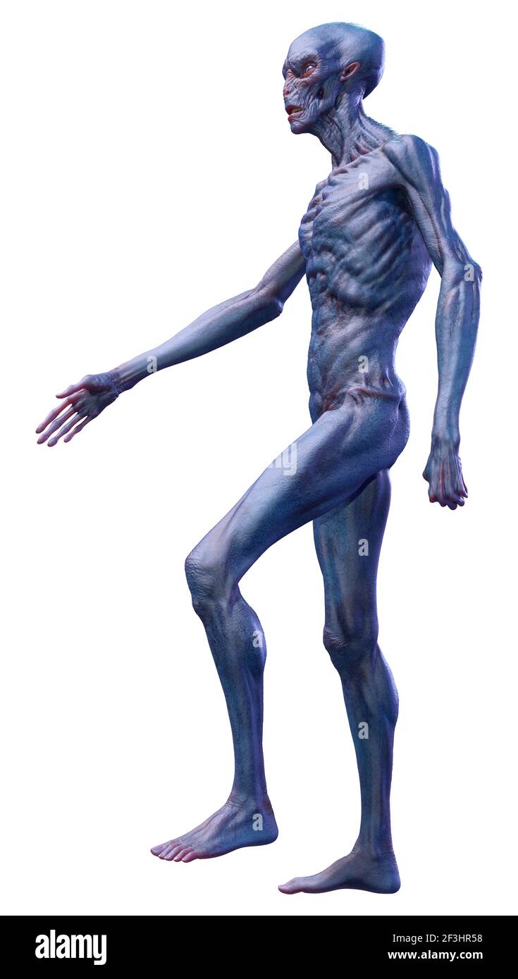 3D rendering of a blue alien isolated on white background Stock Photo ...