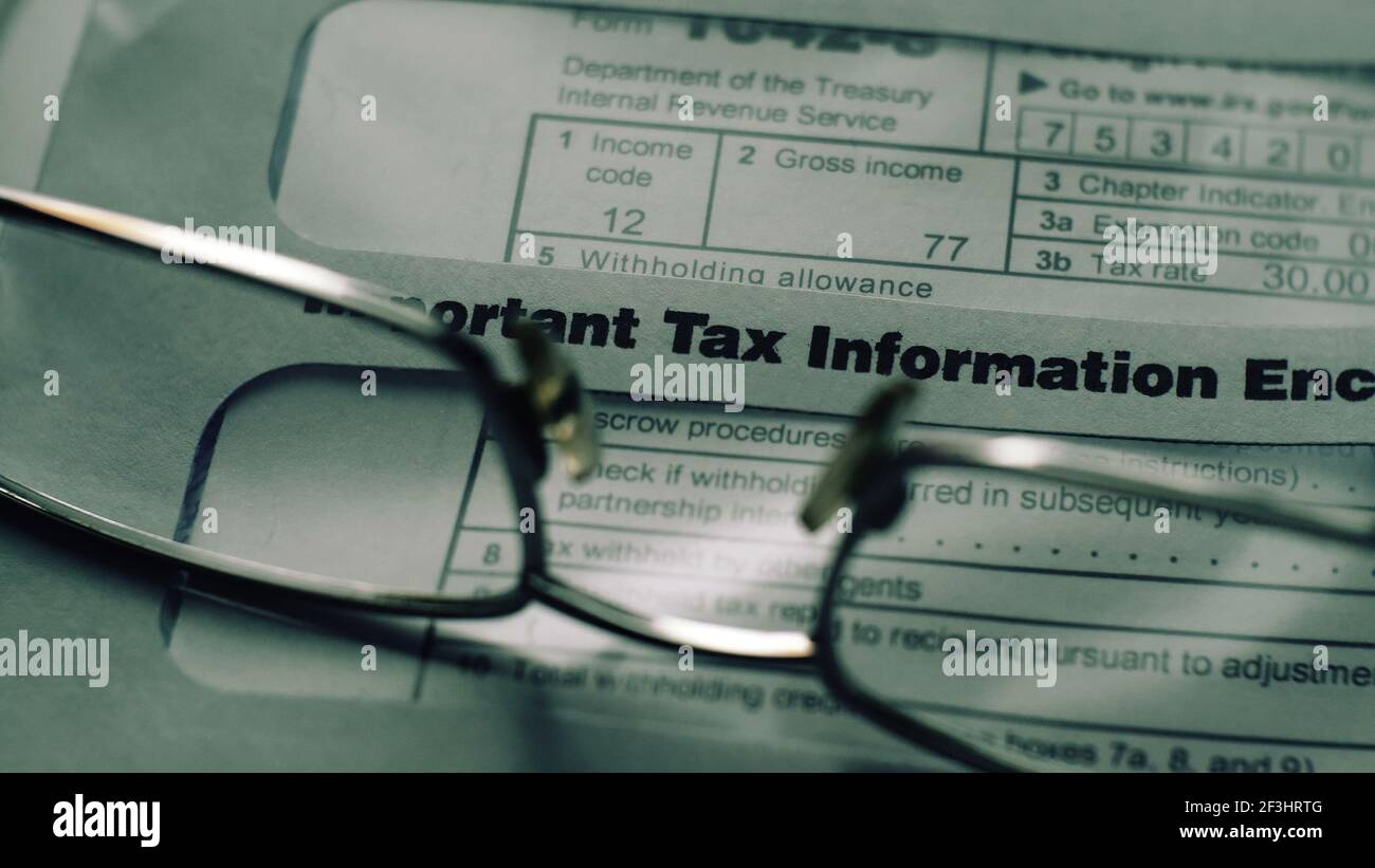 Close up of important tax information form Stock Photo - Alamy