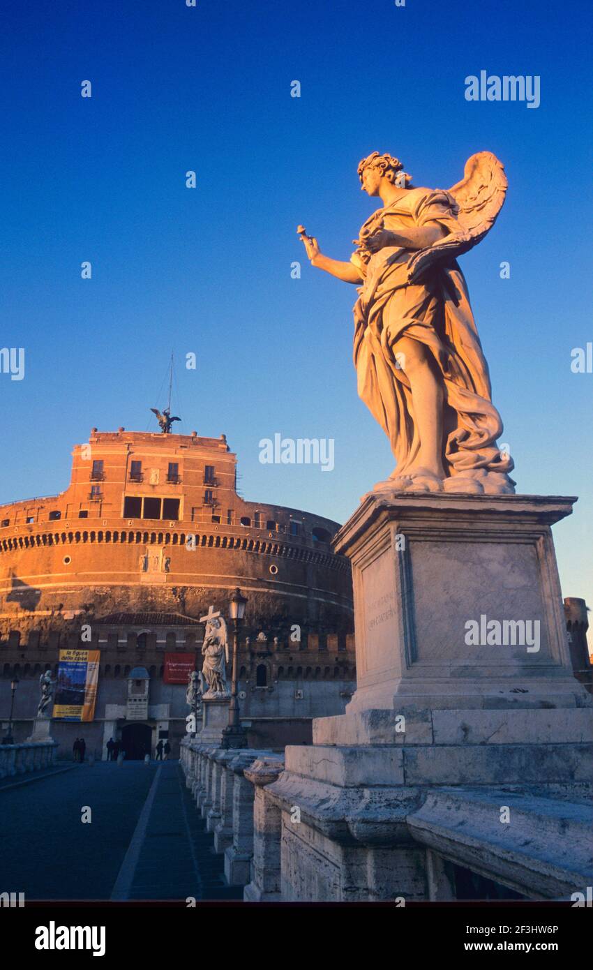 Italy, Rome ; Castel Sant'Angelo, 14th century fortification on top of ...