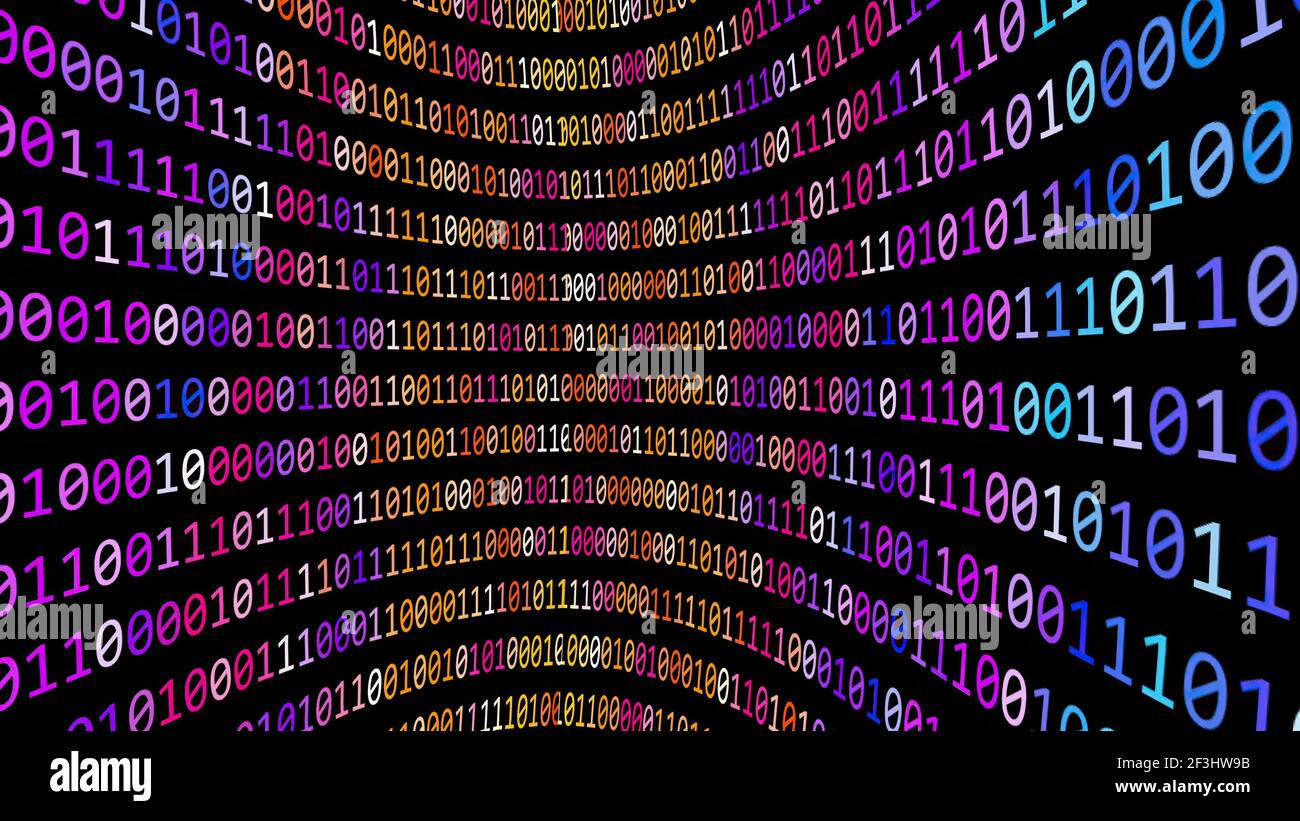 Wall of colorful binary data Stock Photo - Alamy