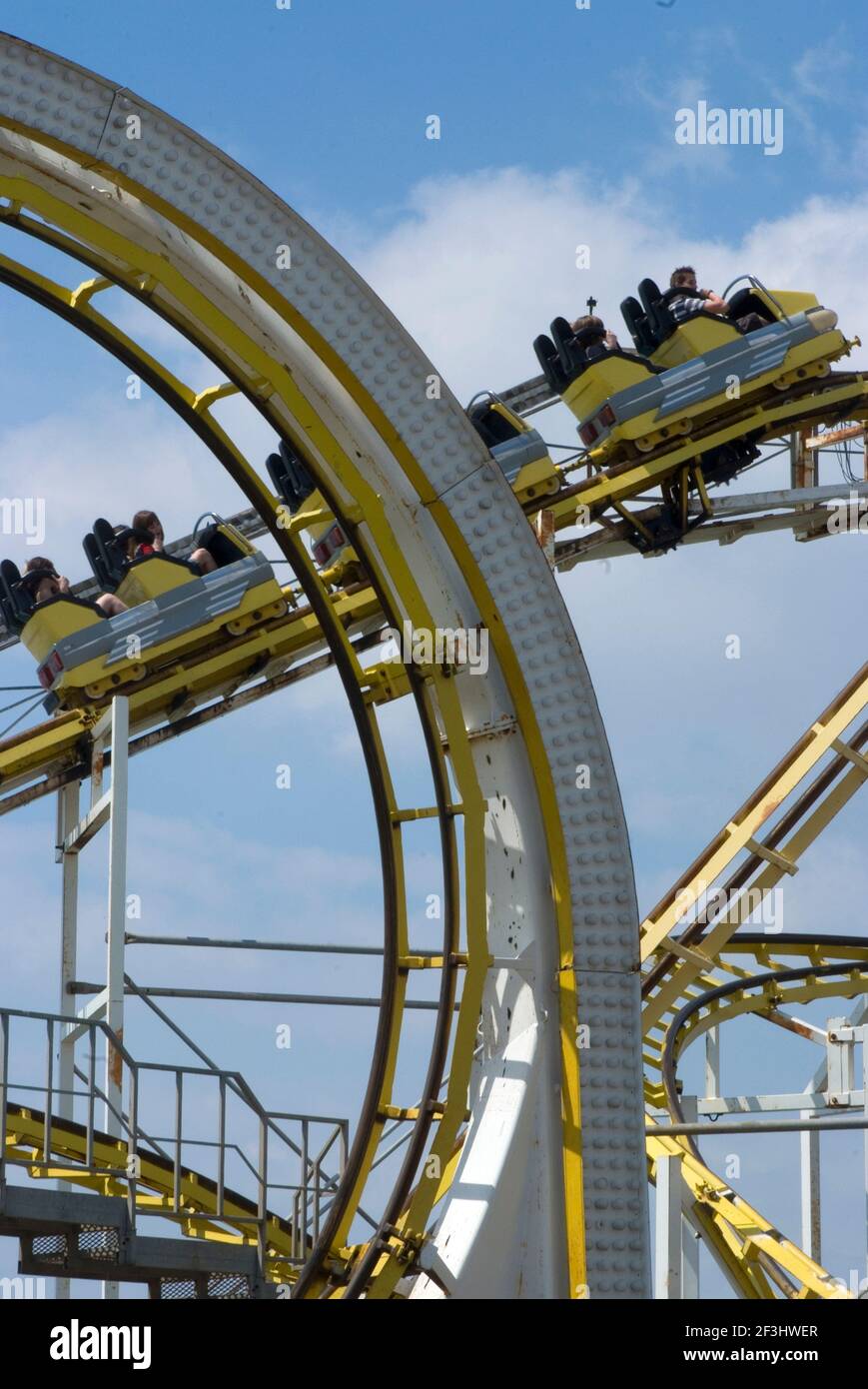 Turbo Coaster ride at the amusement park area of Brighton pier ...