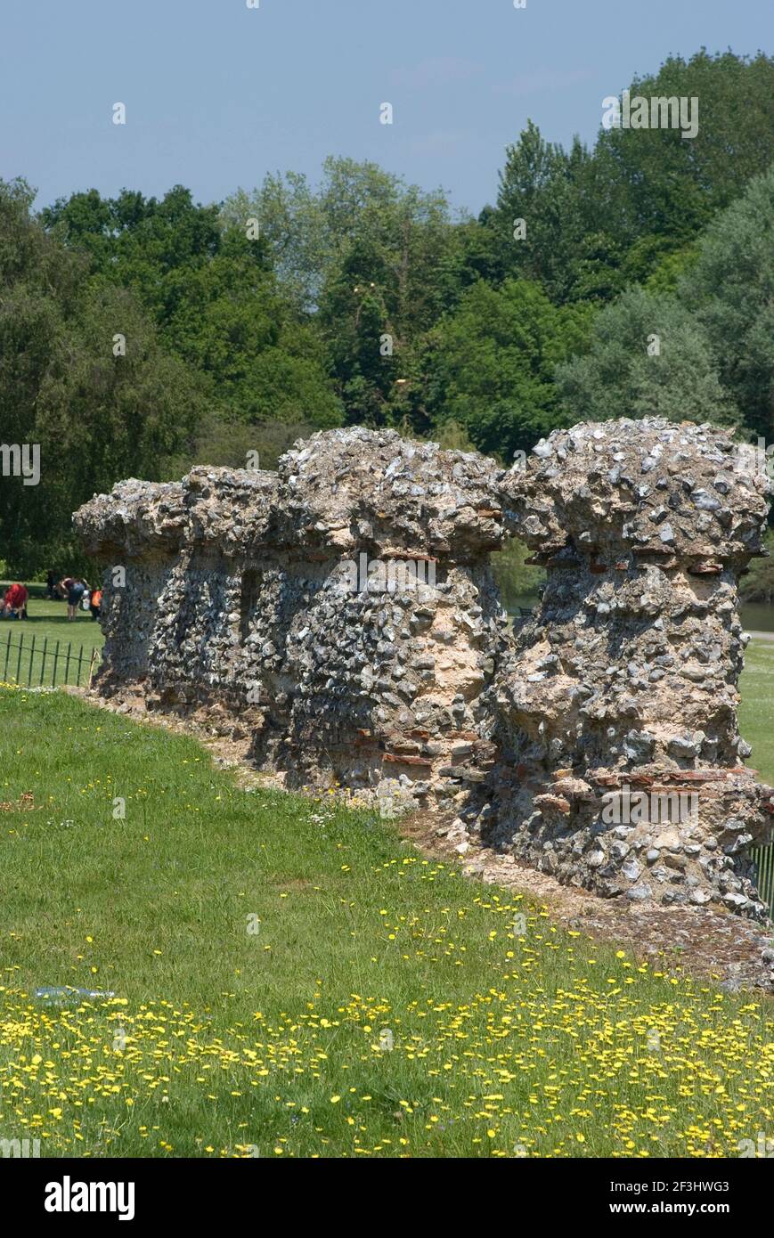 Ruins of wall that encircled the Roman town of Verulamium (St Alban's ...