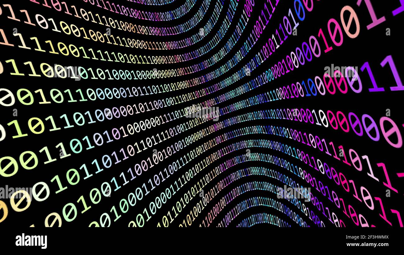 Wall of colorful binary data Stock Photo - Alamy