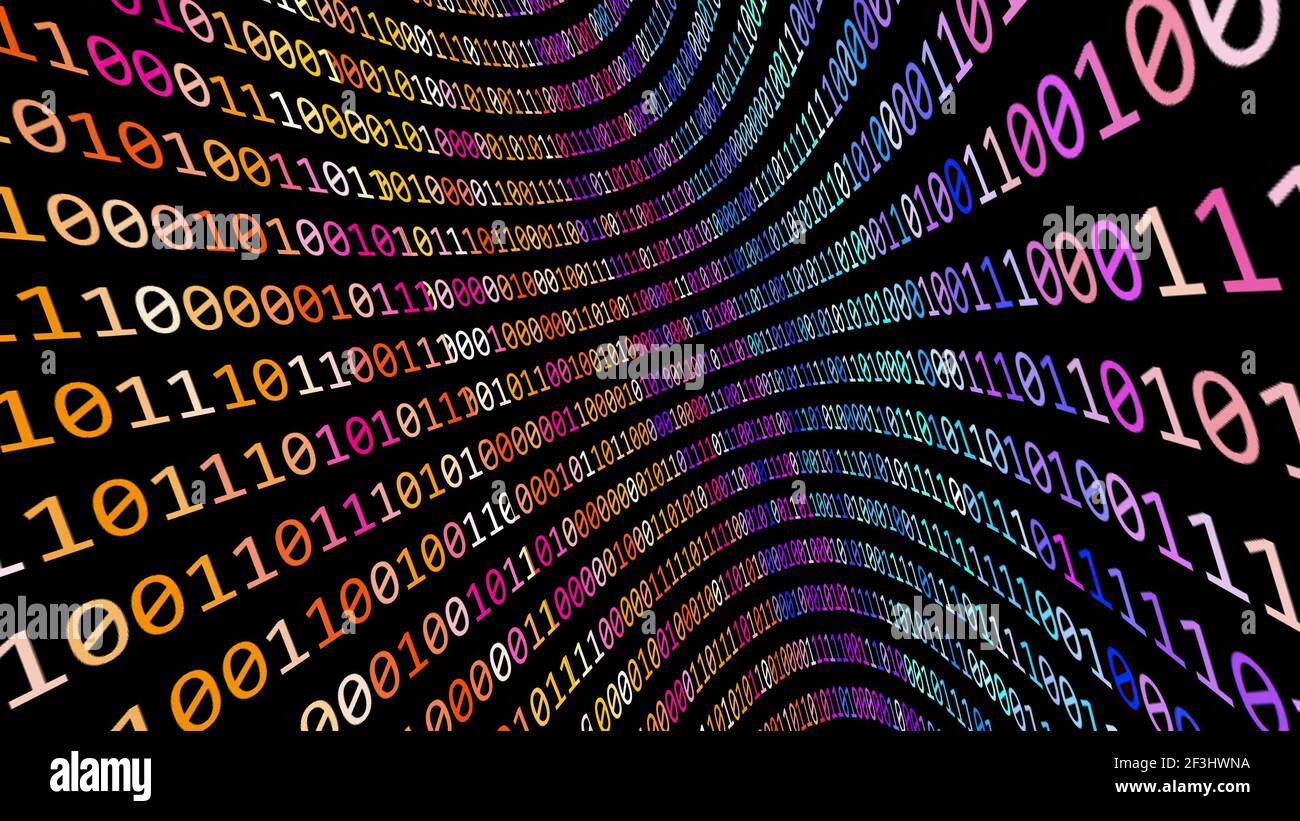 Wall of colorful binary data Stock Photo - Alamy