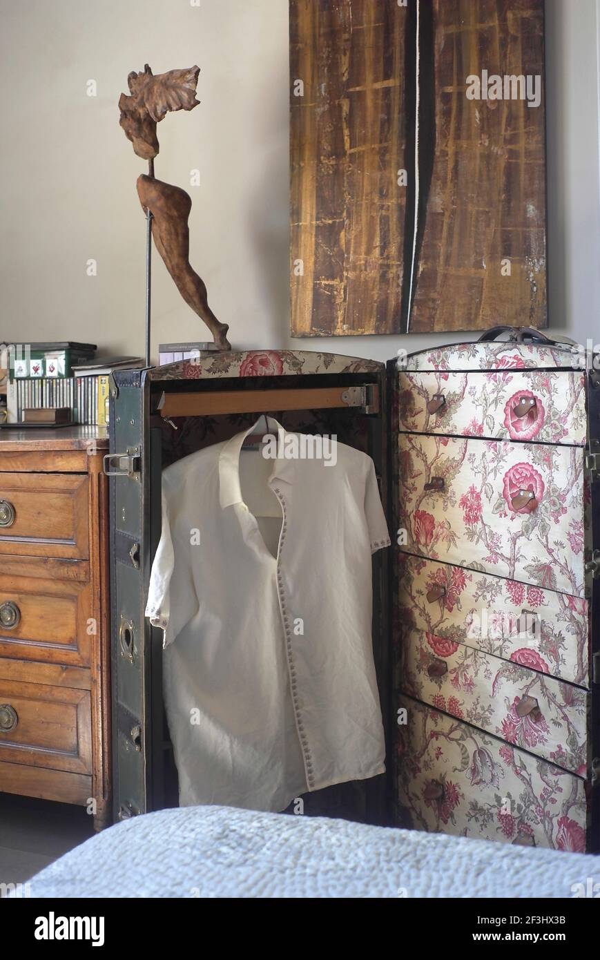 Found French 18th c travelling chest. Painting Phillipe Gaudin ...