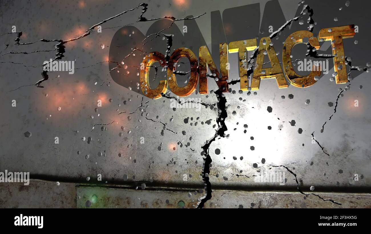 Grunge contact text on the wall 3d illustration Stock Photo - Alamy