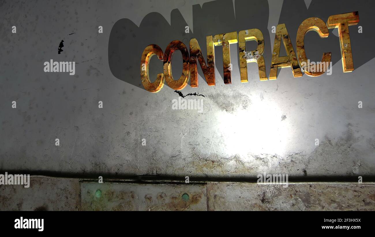 Grunge contract text on the wall 3d illustration Stock Photo - Alamy