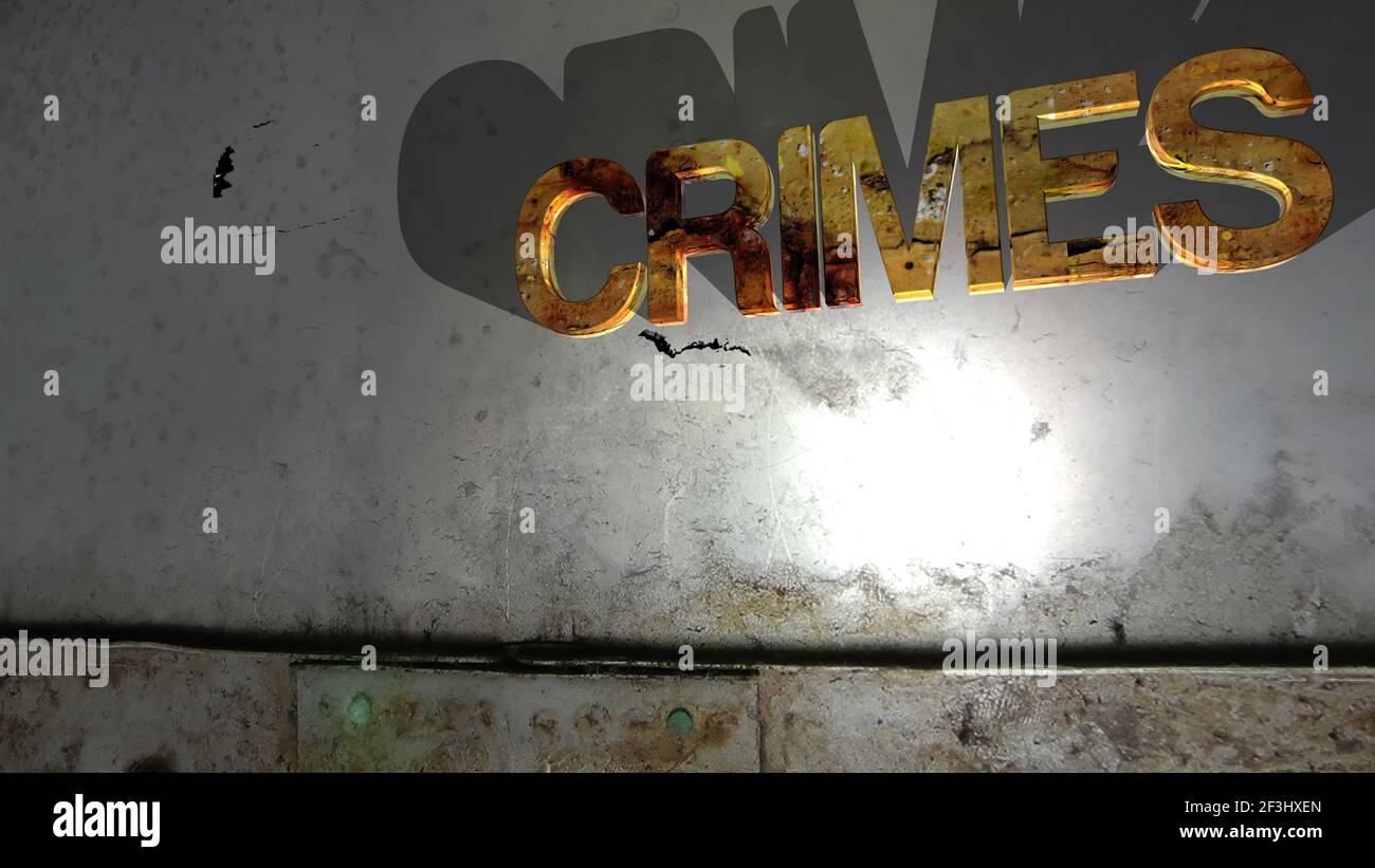Grunge crimes text on the wall 3d illustration Stock Photo - Alamy