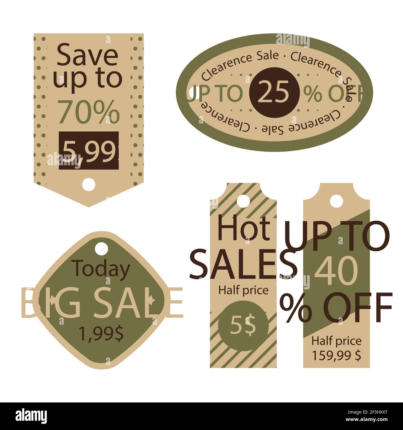 Vintage sale tags collection Vector illustration Stock Vector Image ...