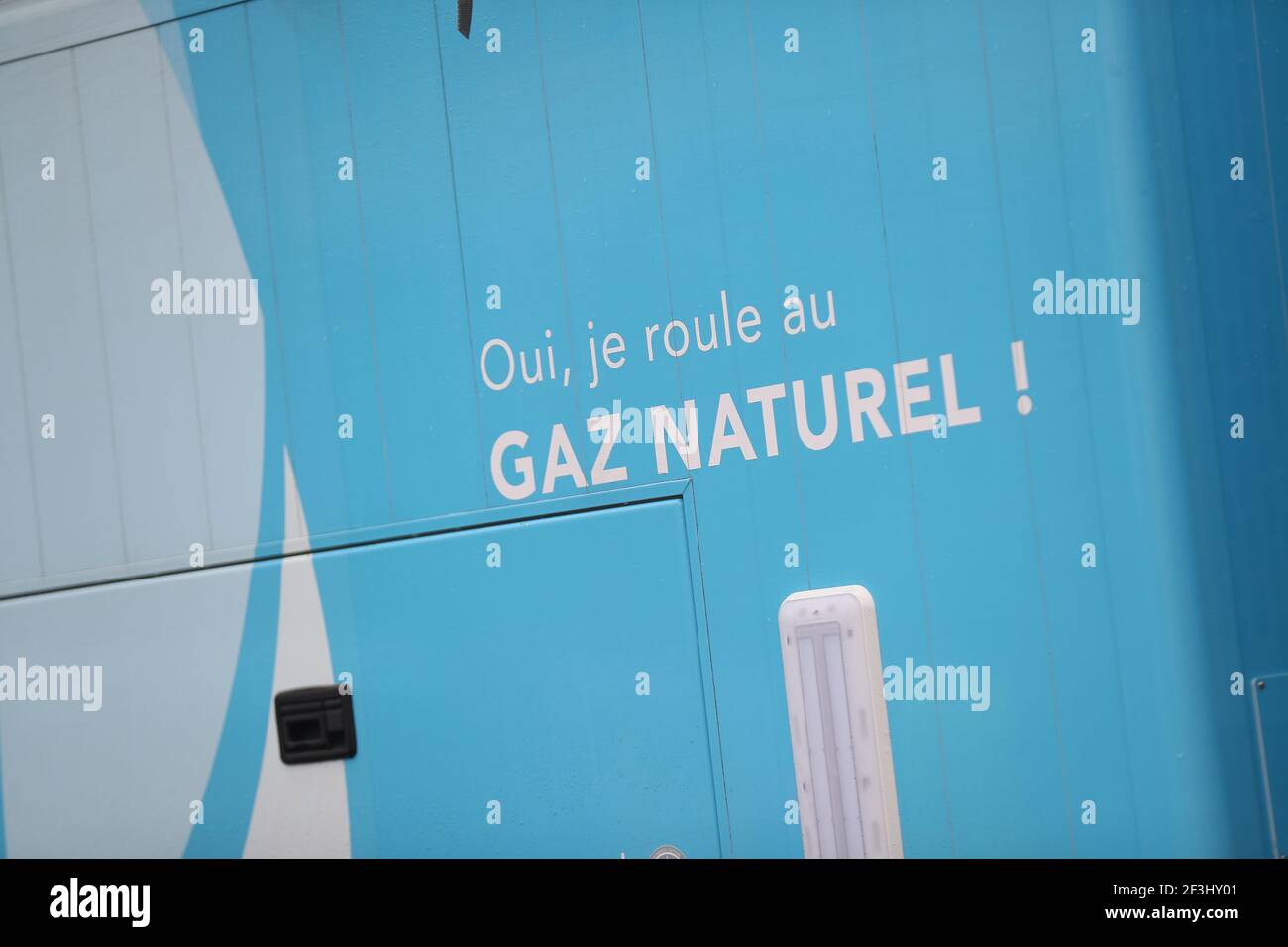 Illustration picture shows the bio CNG natural gas pump at the Total ...