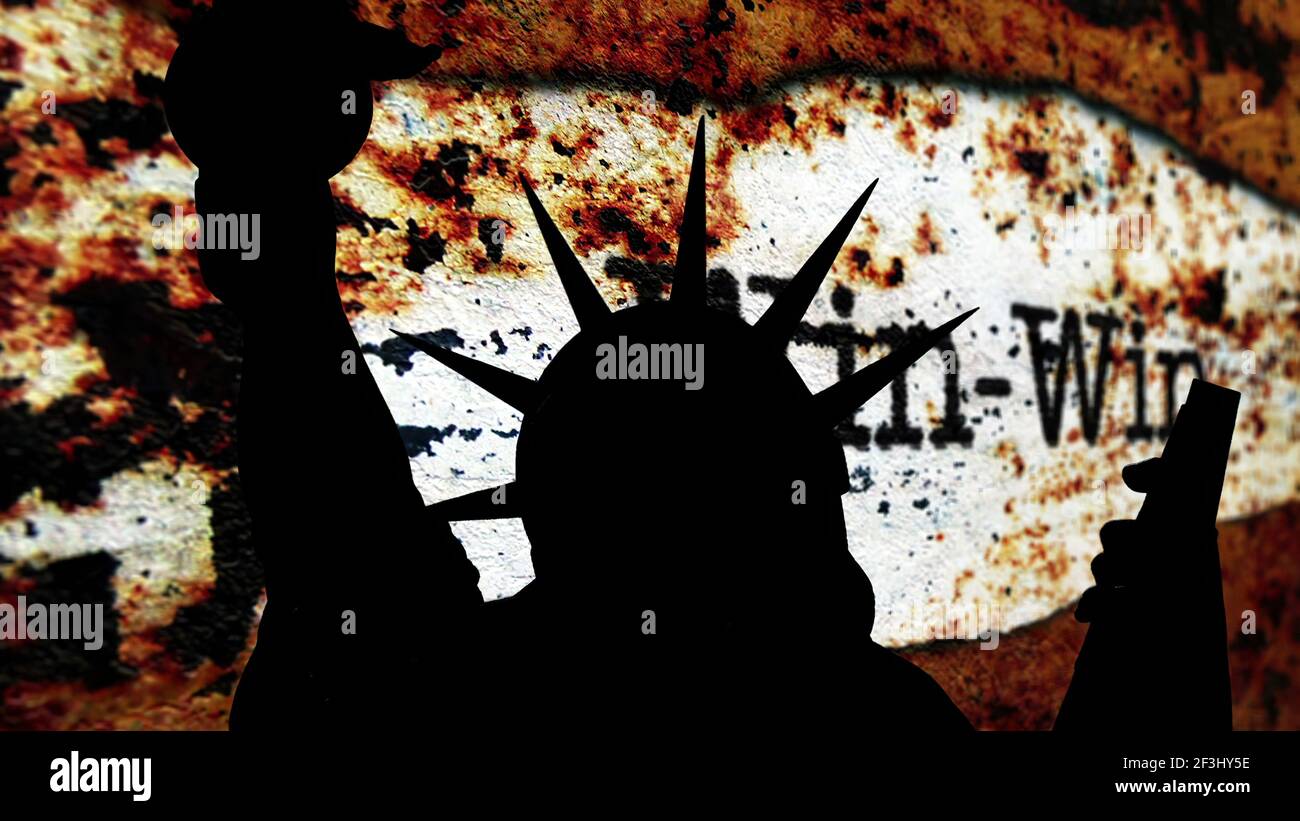 Statue of liberty against broken win concept Stock Photo - Alamy