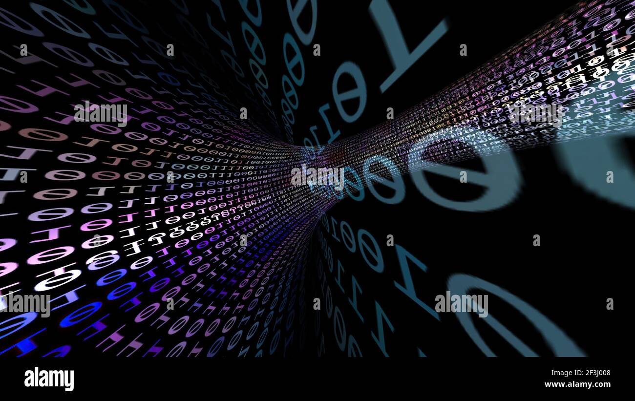 Driving Through Binary Data Tunnel 3d illustration Stock Photo - Alamy