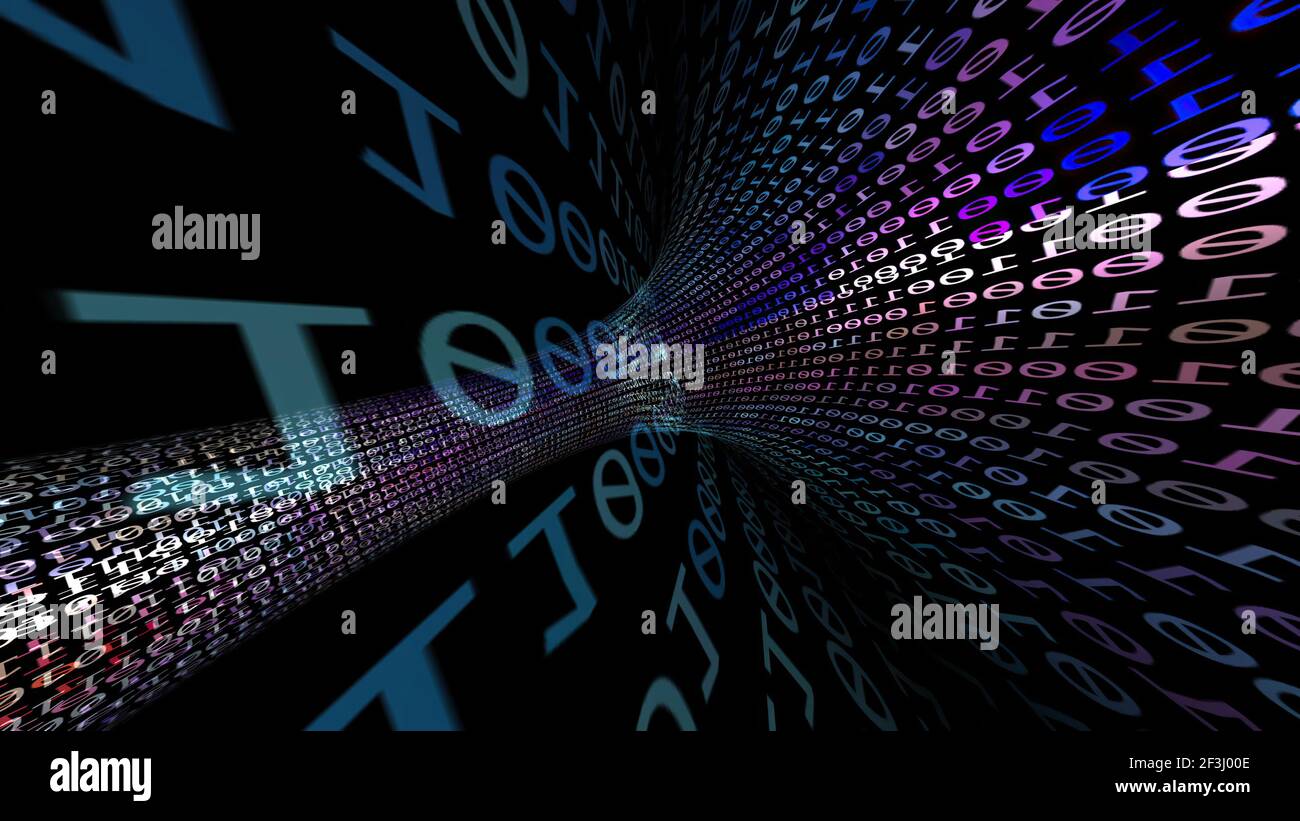Driving Through Binary Data Tunnel 3d illustration Stock Photo - Alamy