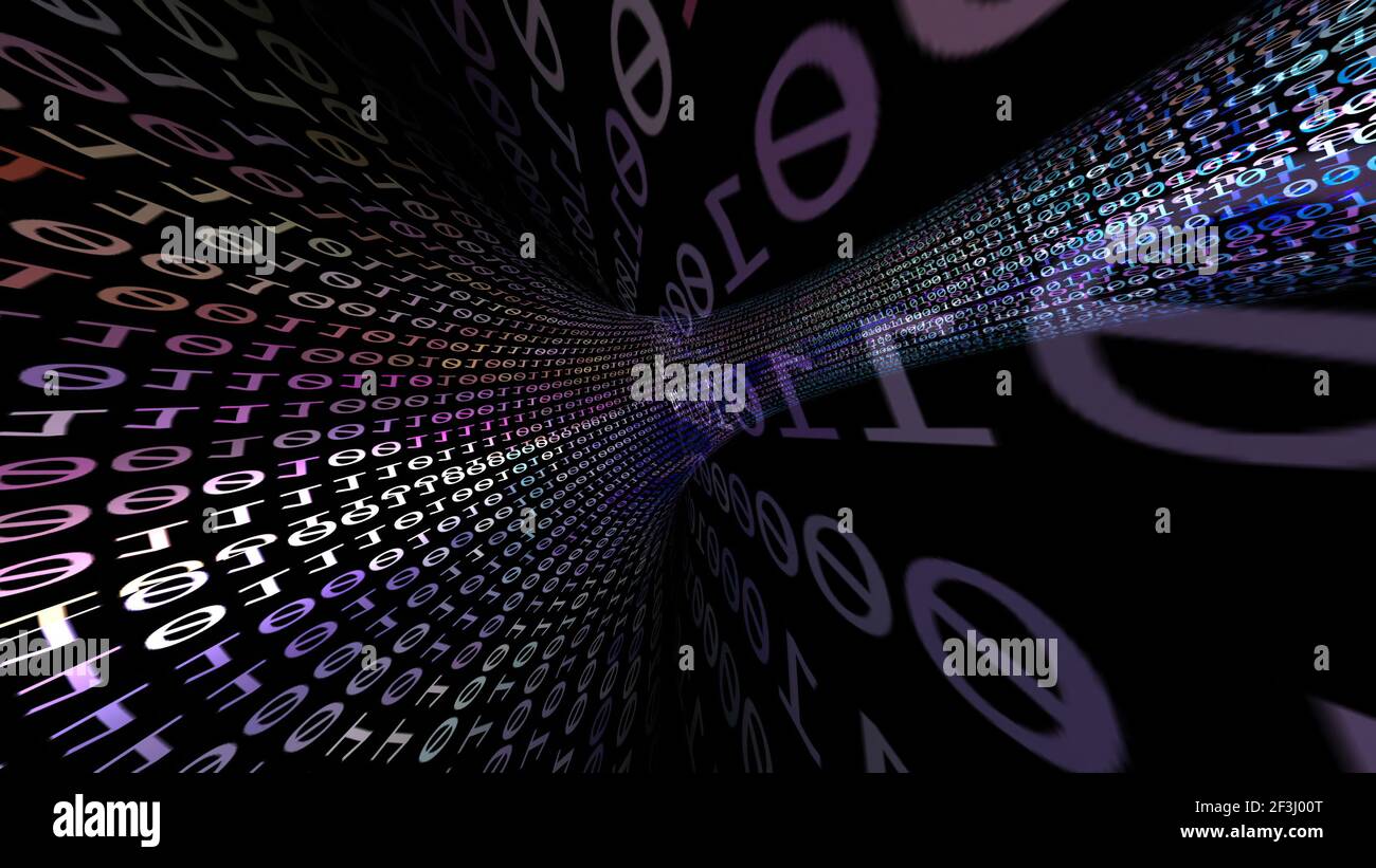 Driving Through Binary Data Tunnel 3d illustration Stock Photo - Alamy