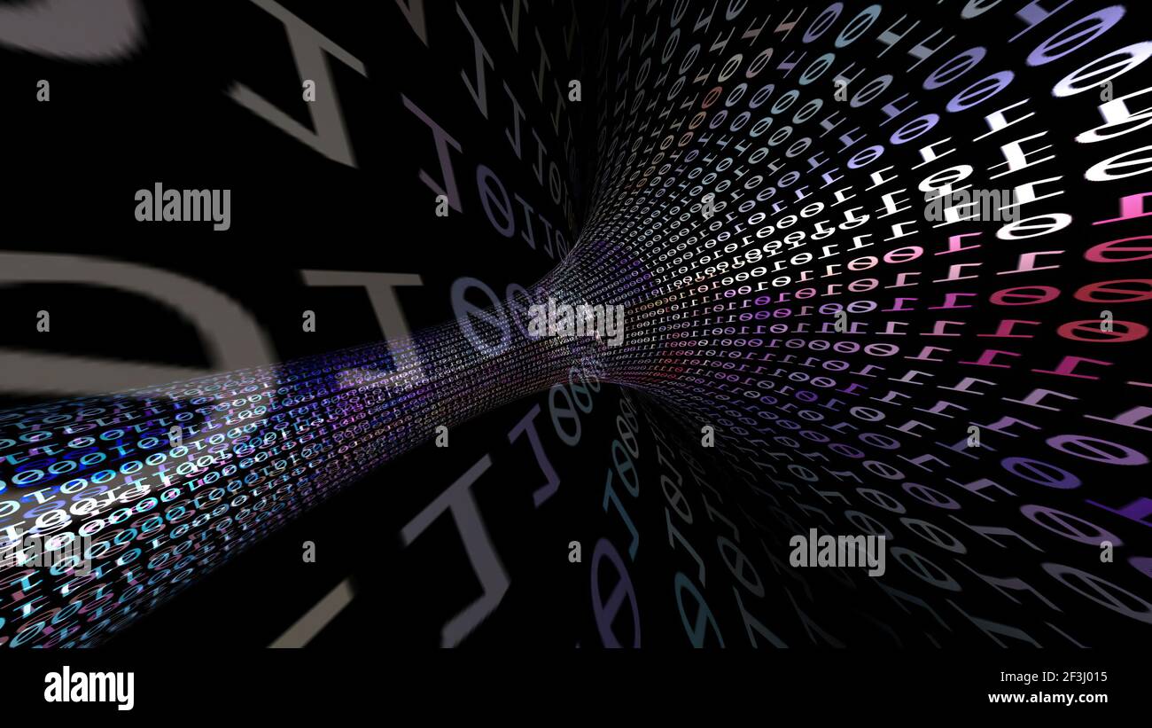Driving Through Binary Data Tunnel 3d illustration Stock Photo - Alamy