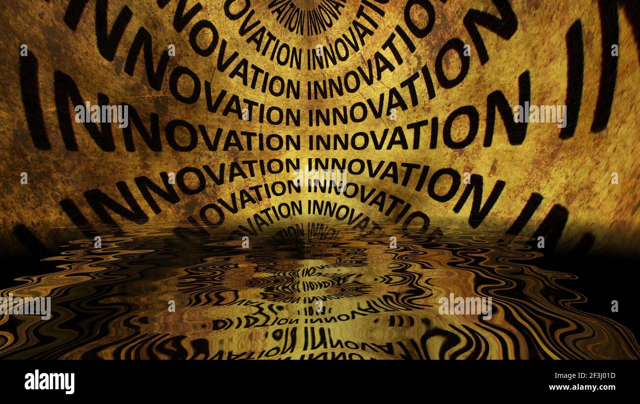 Innovation text reflected in water Stock Photo - Alamy