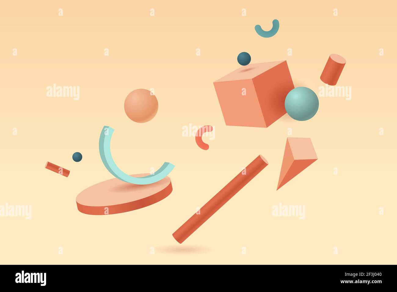 Realistic 3d shapes floating background Vector illustration Stock ...