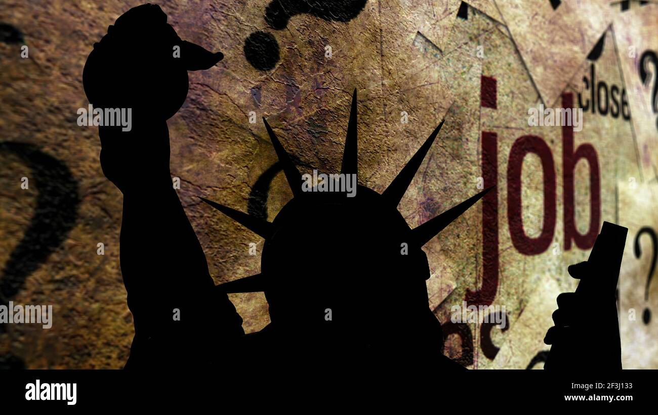 Statue of liberty against lost jobs background Stock Photo - Alamy