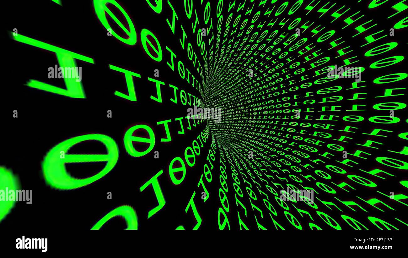 Driving Through Binary Data Tunnel 3d illustration Stock Photo - Alamy