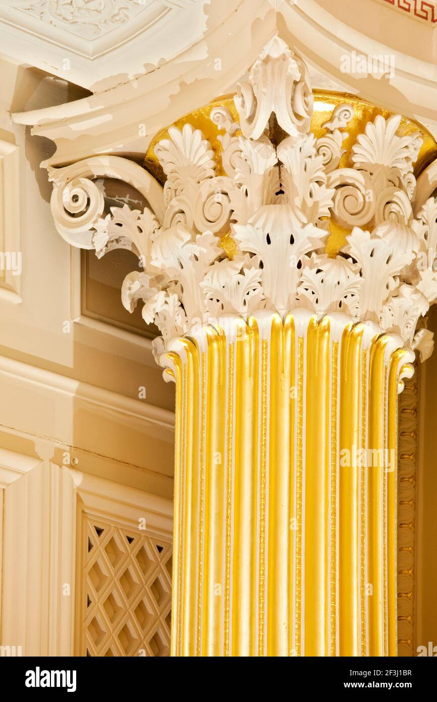 An elaborate column inside the Concert Hall, St Georges Hall in ...