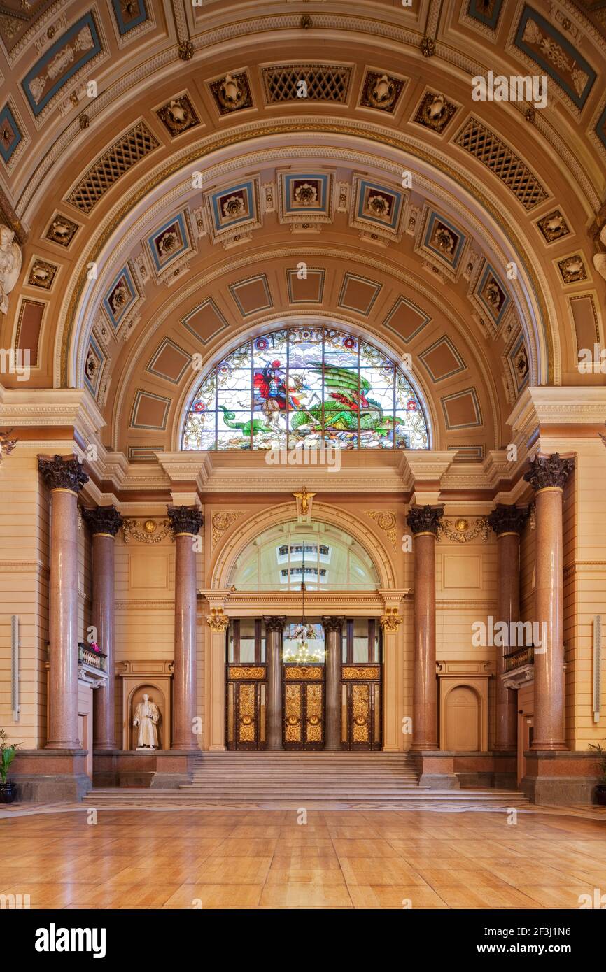The entrance doorway to the Great Hall, St Georges Hall in Liverpool ...