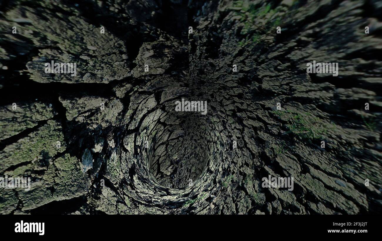 Falling Into A Deep Hole with cracks 3d illustration Stock Photo - Alamy