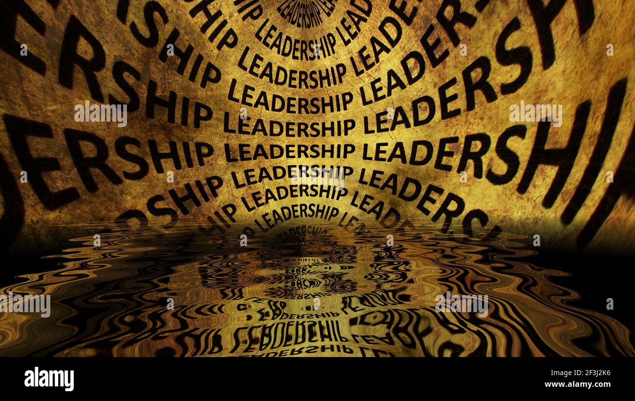 Leadership grunge text reflected in water 3d illustration Stock Photo ...