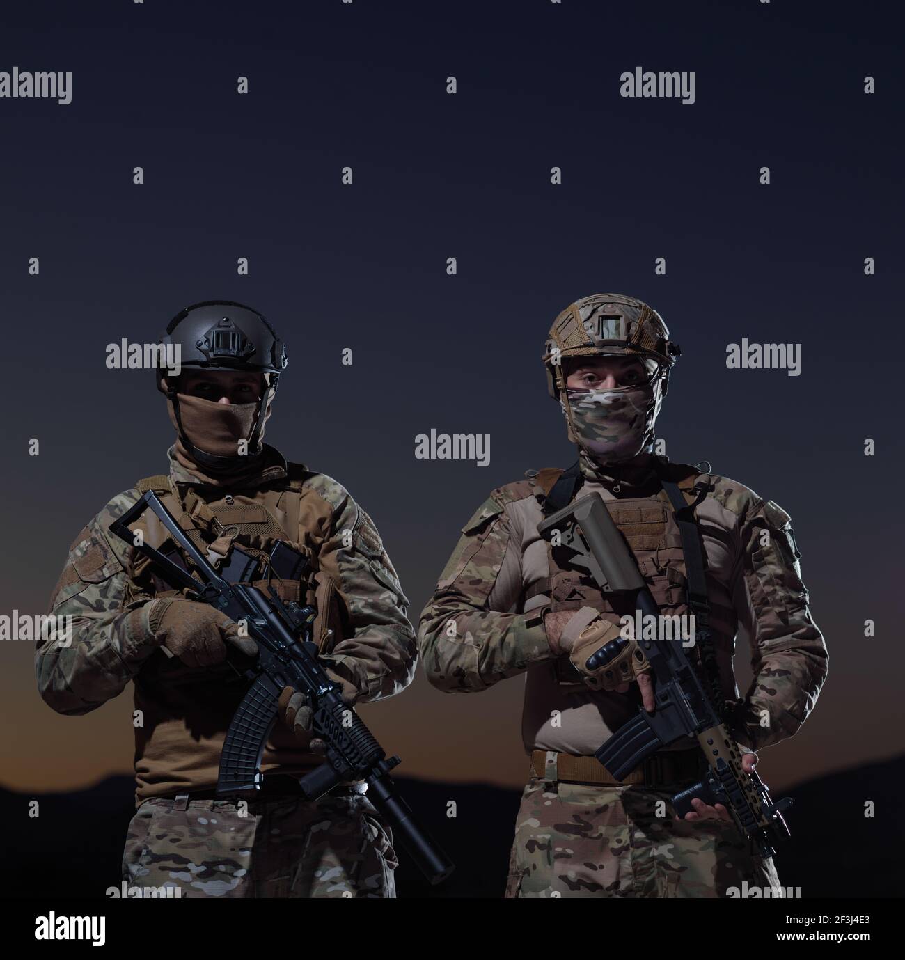 soldiers squad in night mission Stock Photo - Alamy