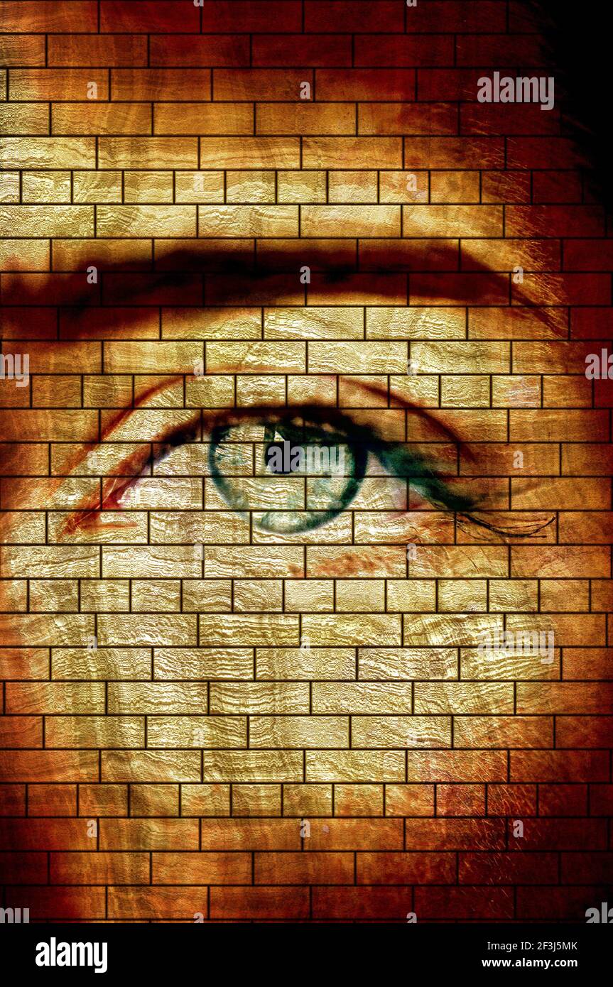 artistic composite of a woman eye and bricks wall Stock Photo - Alamy