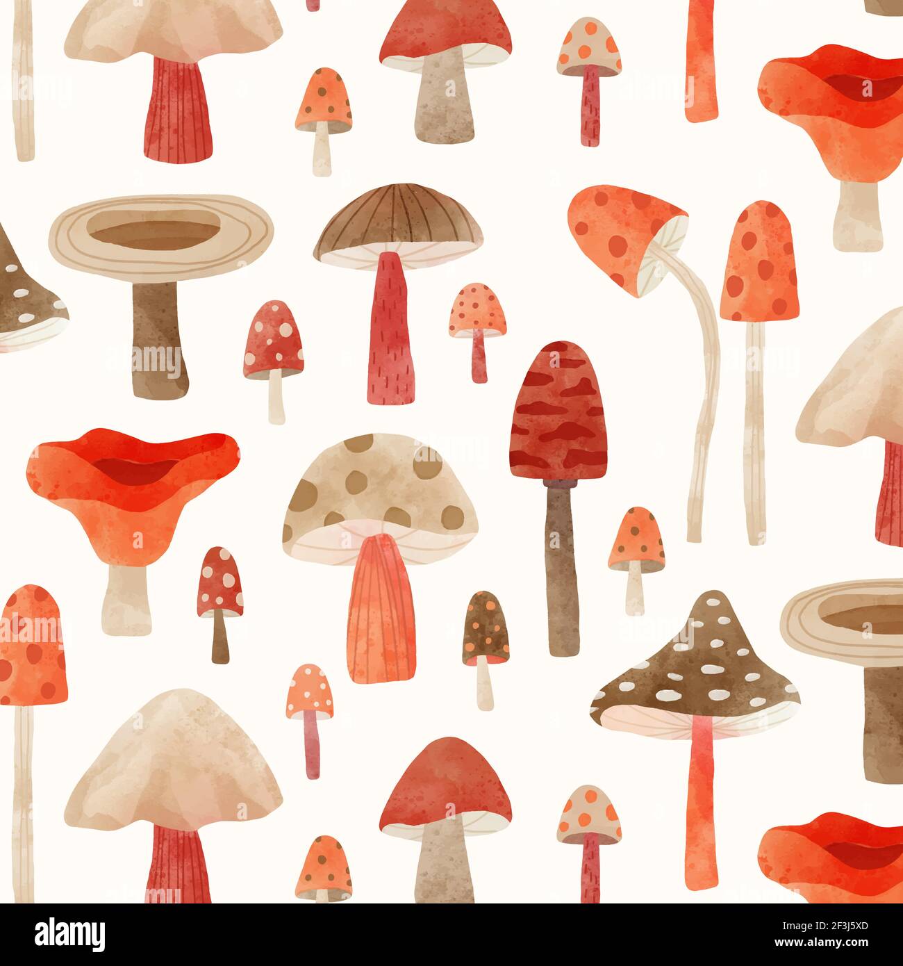 Hand painted mushroom pattern Vector illustration Stock Vector Image ...