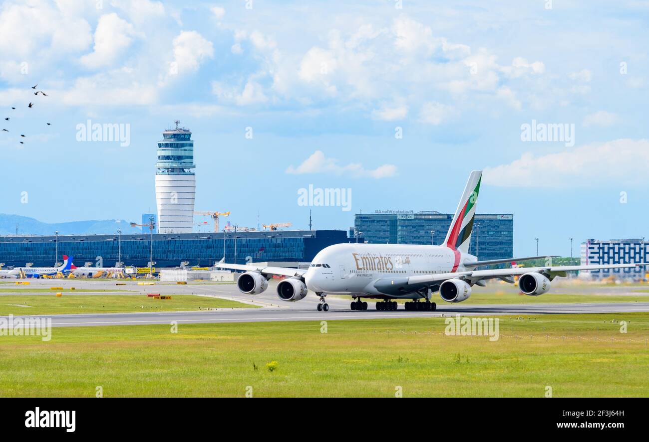 schwechat, austria, 20 may 2019, airbus a380-861, A6-EEG, emirates ...