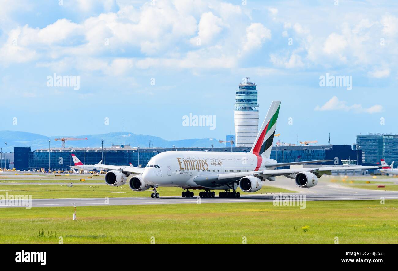 schwechat, austria, 20 may 2019, airbus a380-861, A6-EEG, emirates ...