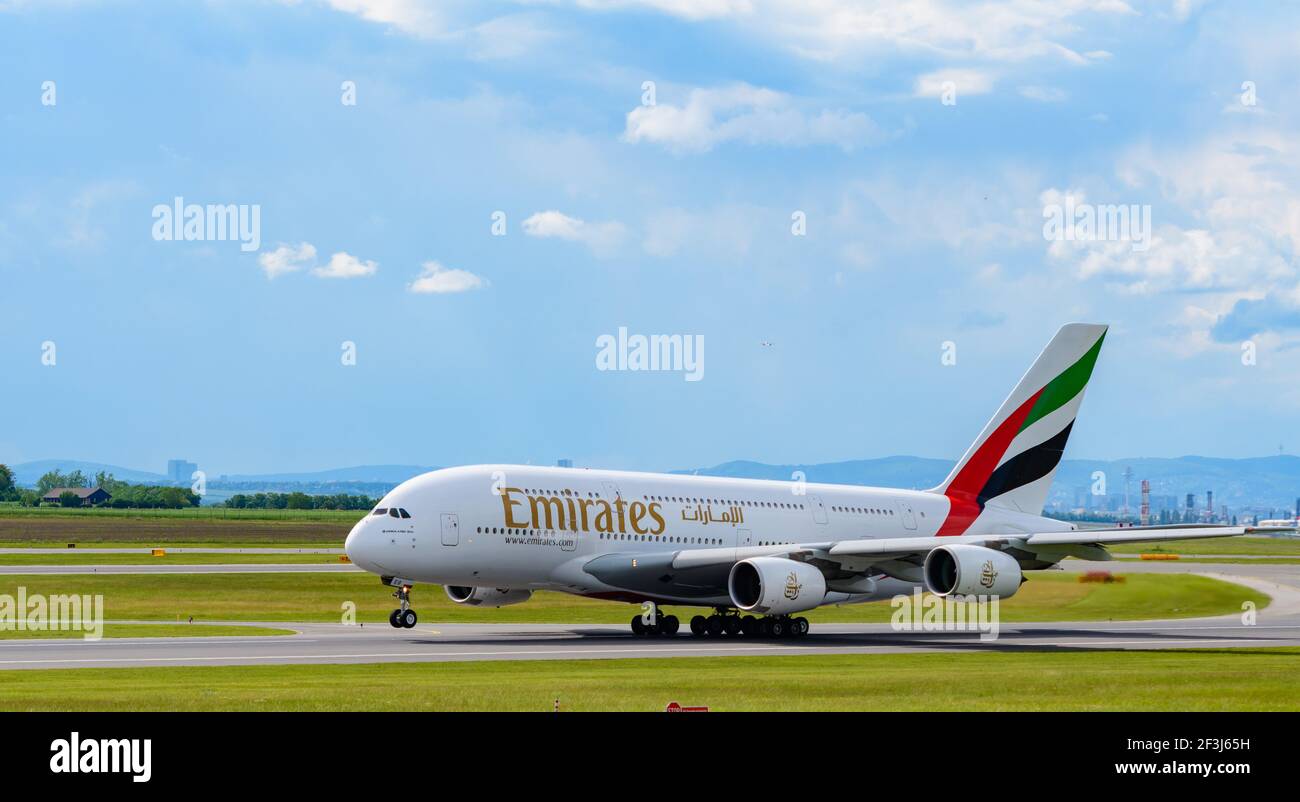 schwechat, austria, 20 may 2019, airbus a380-861, A6-EEG, emirates ...
