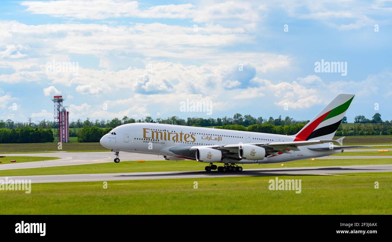 schwechat, austria, 20 may 2019, airbus a380-861, A6-EEG, emirates ...