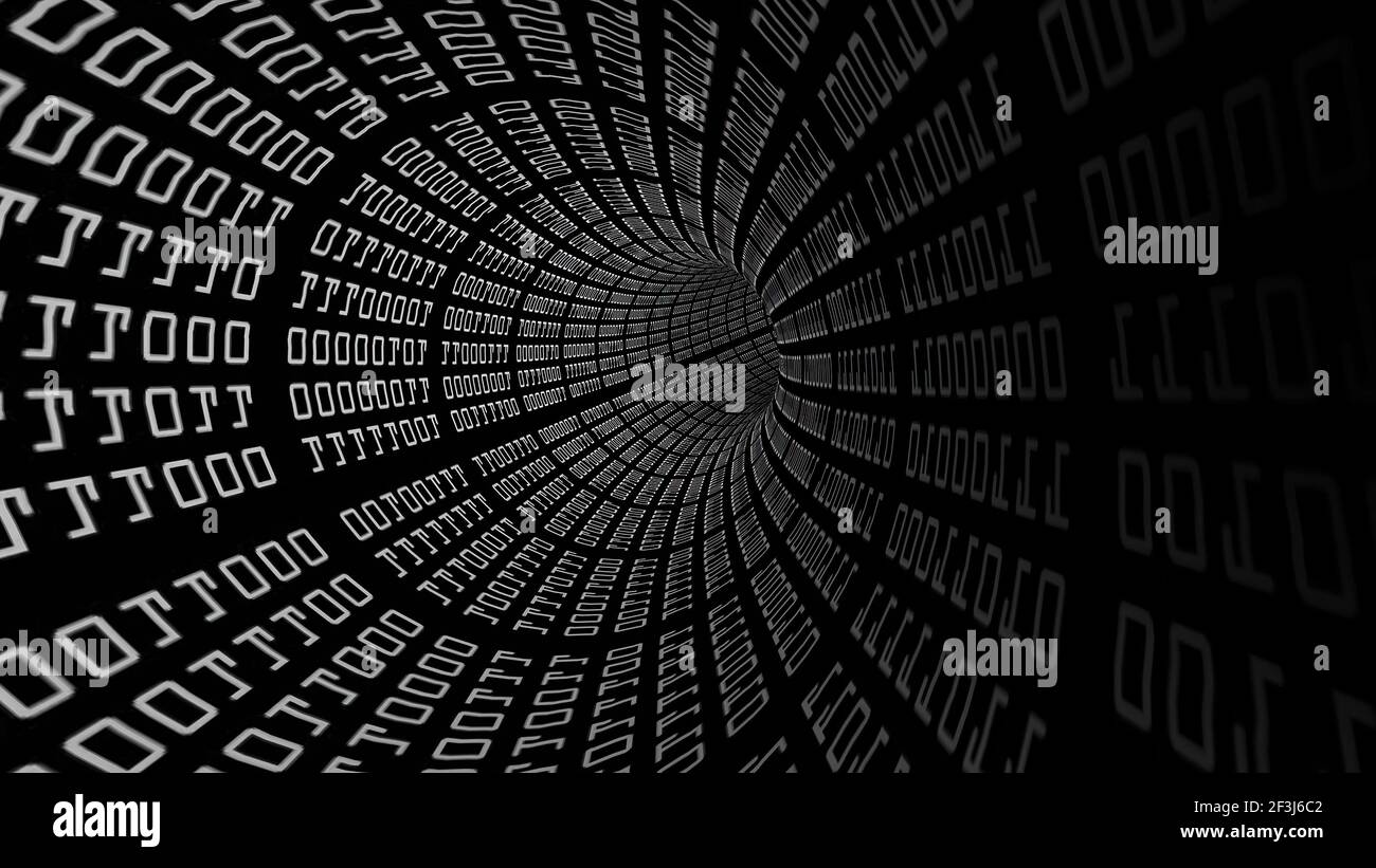 Drive through binary data tunnel Stock Photo - Alamy