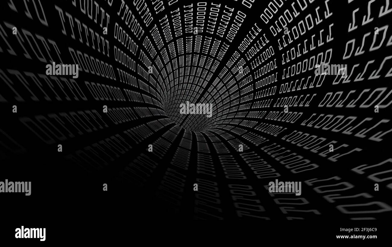 Drive through binary data tunnel Stock Photo - Alamy