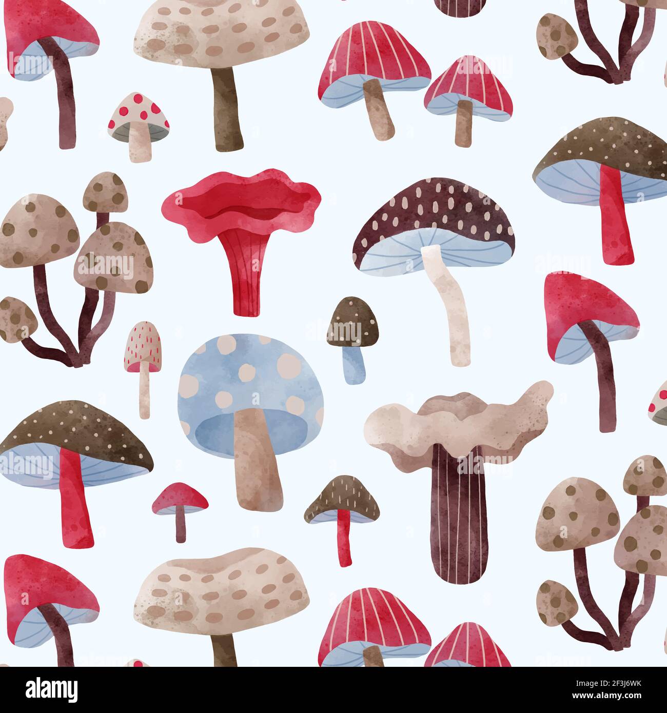 Hand painted mushroom pattern Vector illustration Stock Vector Image ...