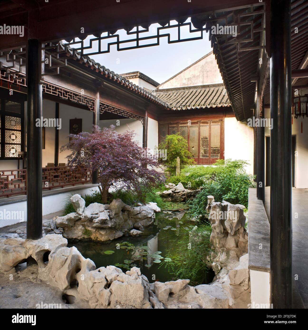 The old Suzhou Museum, a former palace, in Suzhou, the traditional ...