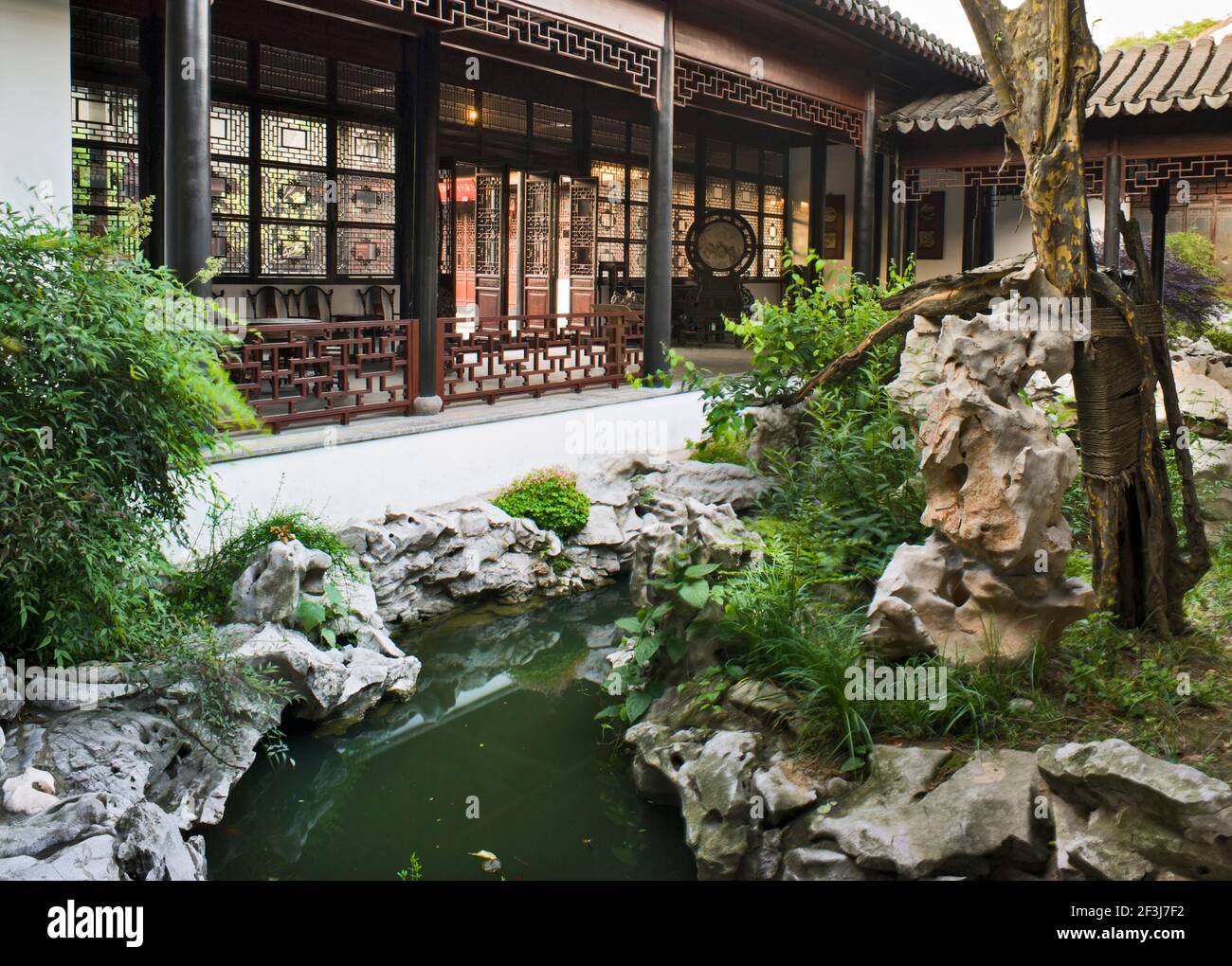 The old Suzhou Museum, a former palace, in Suzhou, the traditional ...