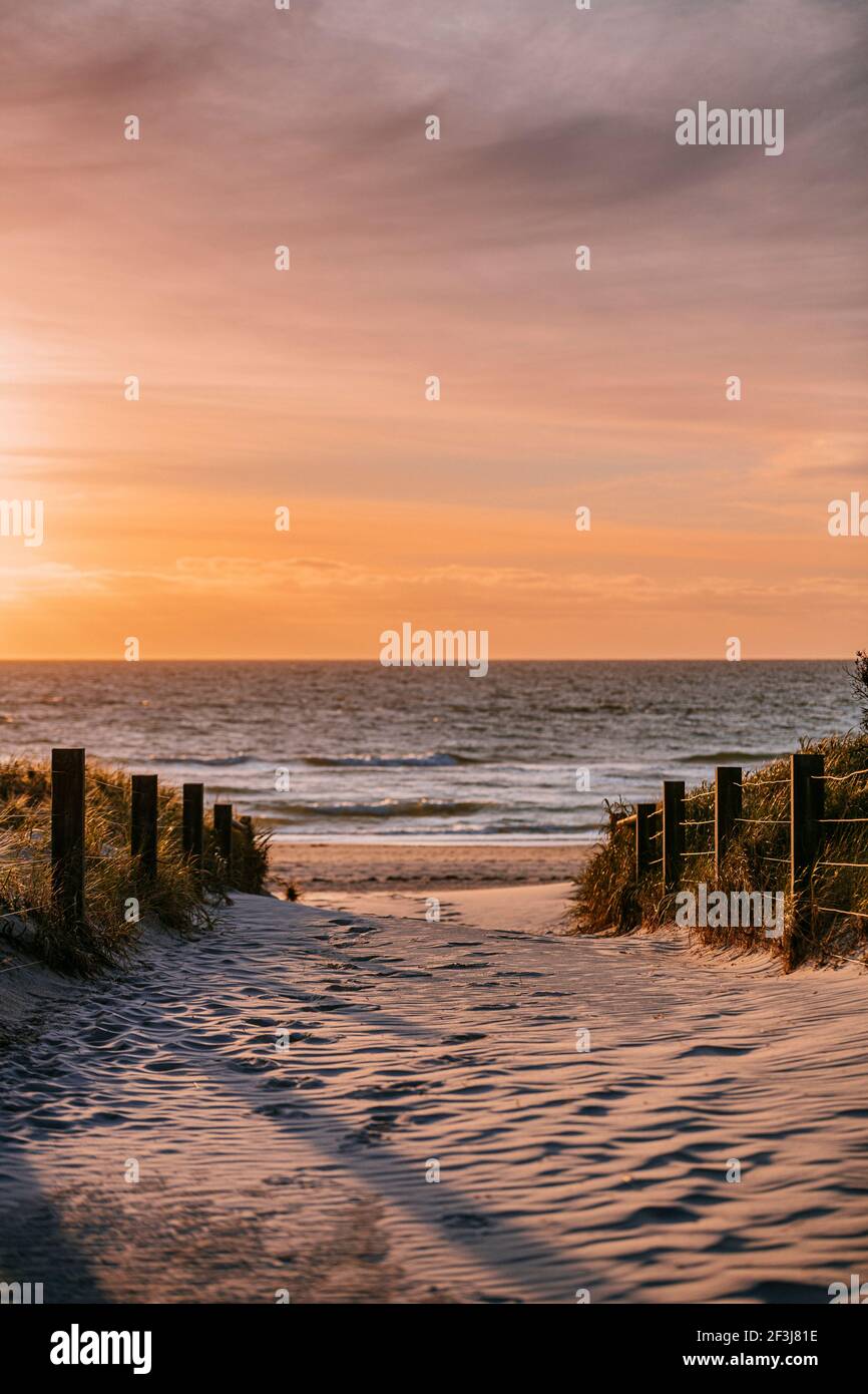 Sandy path the sunset on Grange Beach, South Australia Stock Photo - Alamy