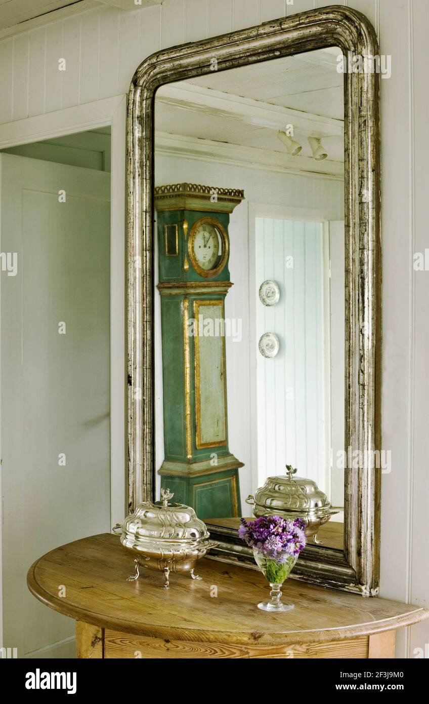 Summer cottage of Jes & Wenche Gerlach, North Zealand. Antique mirror ...