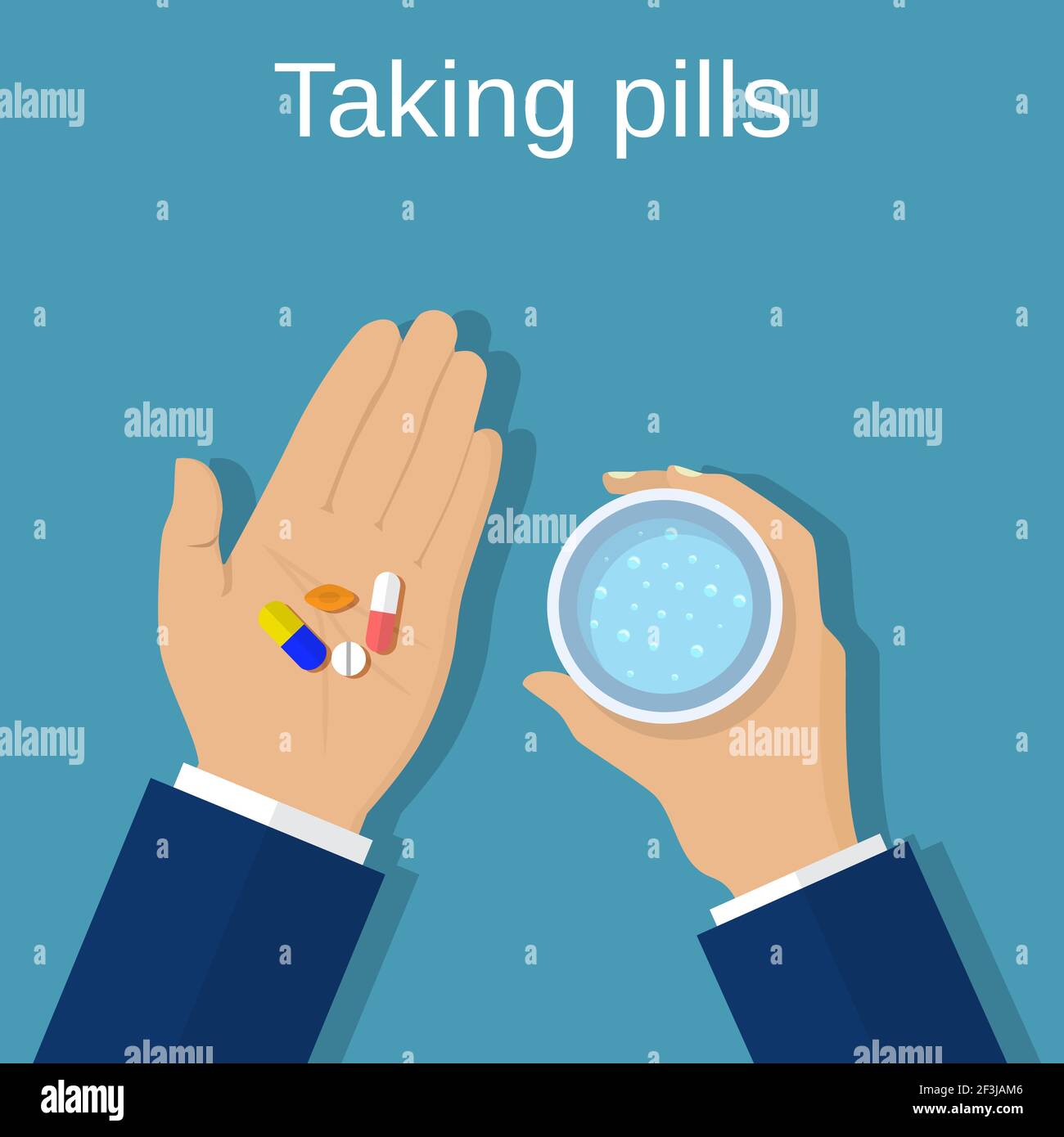 Taking medication water Stock Vector Images - Alamy
