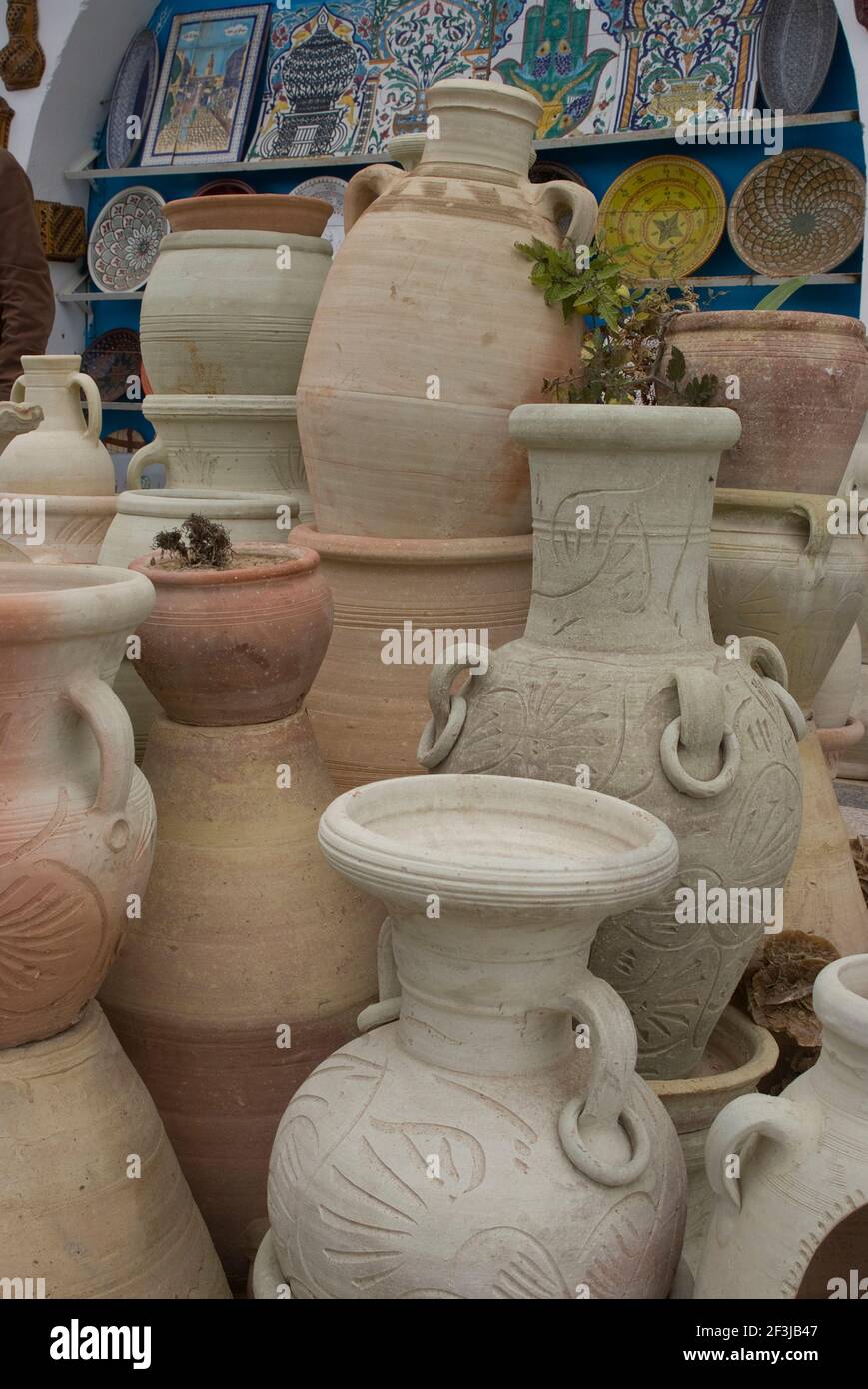 Traditional pots made from local clay at the town known for its pottery ...