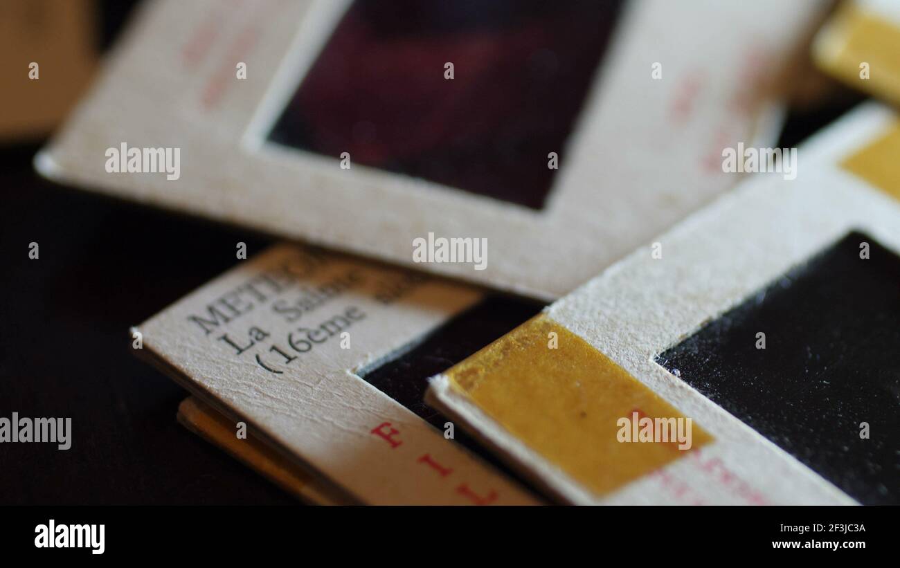 Close Up Of Old Vintage Slide Films Stock Photo - Alamy