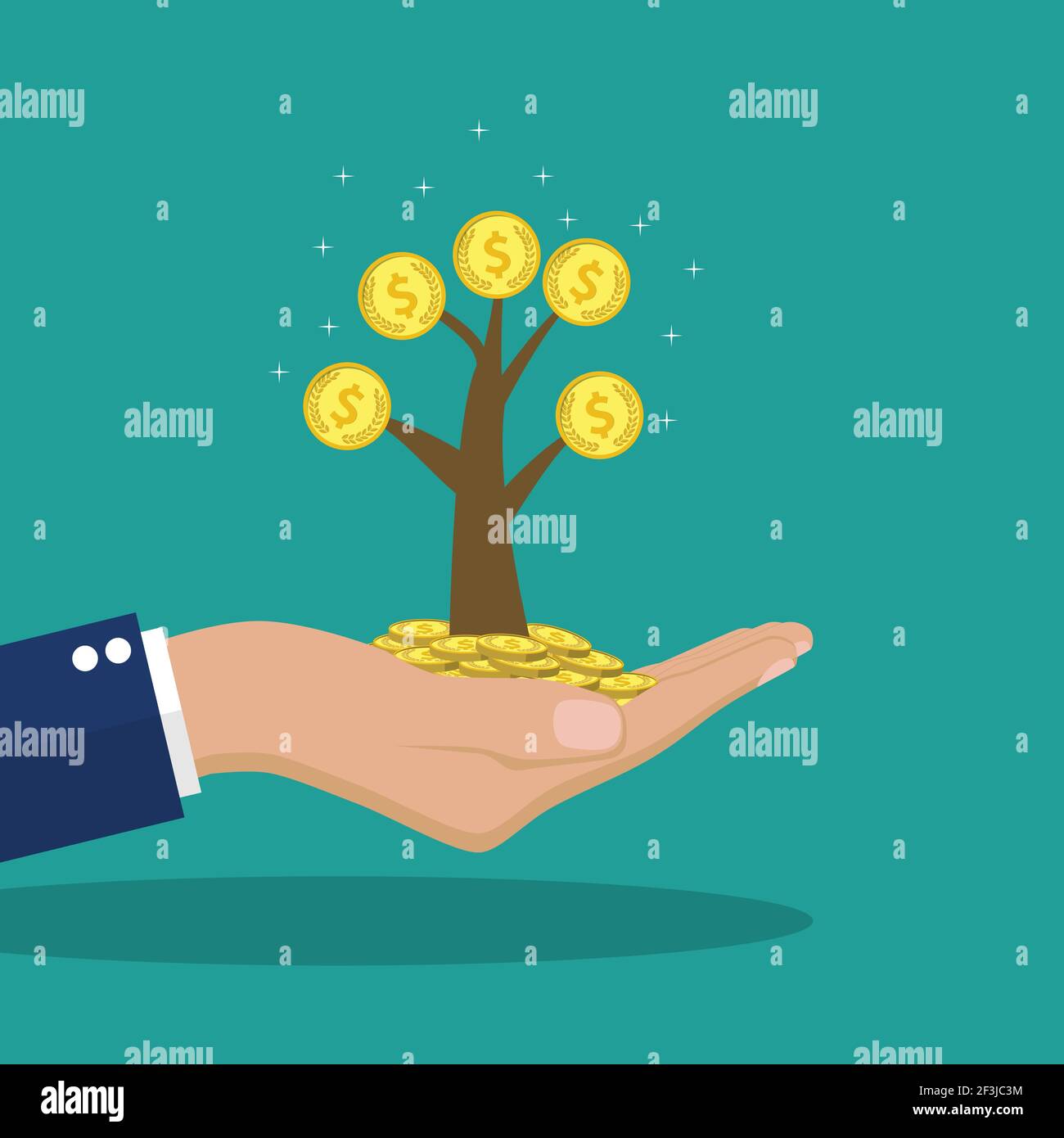 Man hands holding money tree Stock Vector Image & Art - Alamy