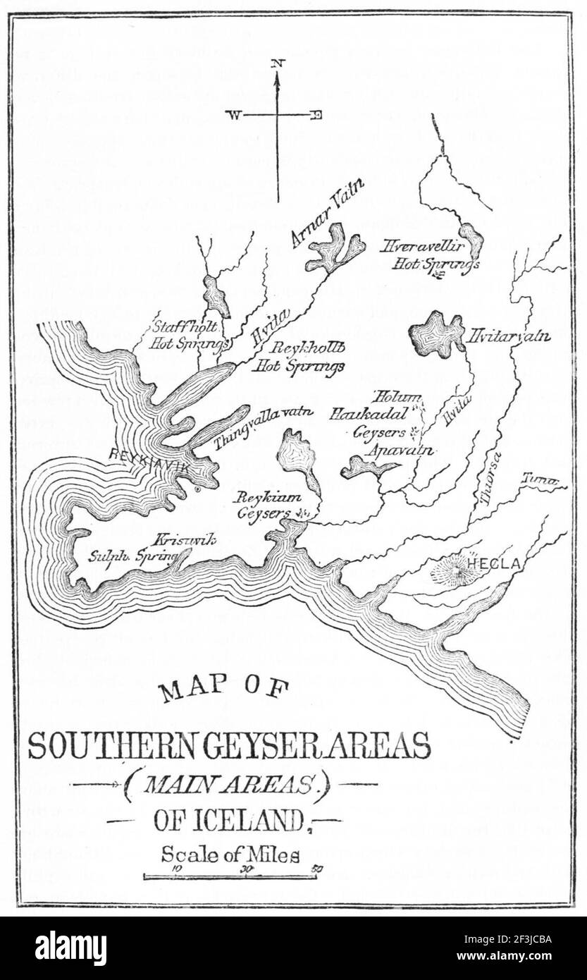 Map of geyser areas of south iceland Stock Photo - Alamy