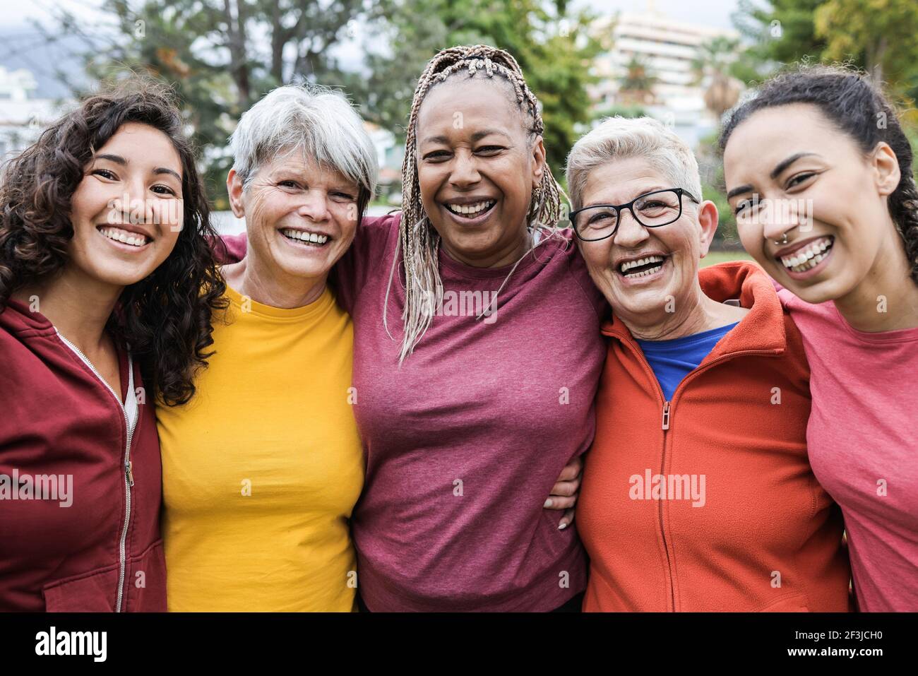 Happy multi generational women having fun together - Multiracial ...